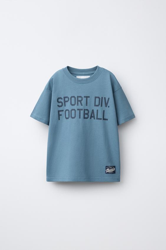 JOGGING SLOGAN T-SHIRT - Mid-blue | ZARA United Kingdom