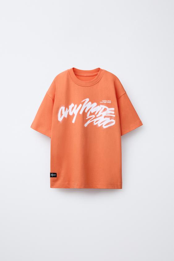 GRAFFITI PRINT T-SHIRT - Orange | ZARA Canada