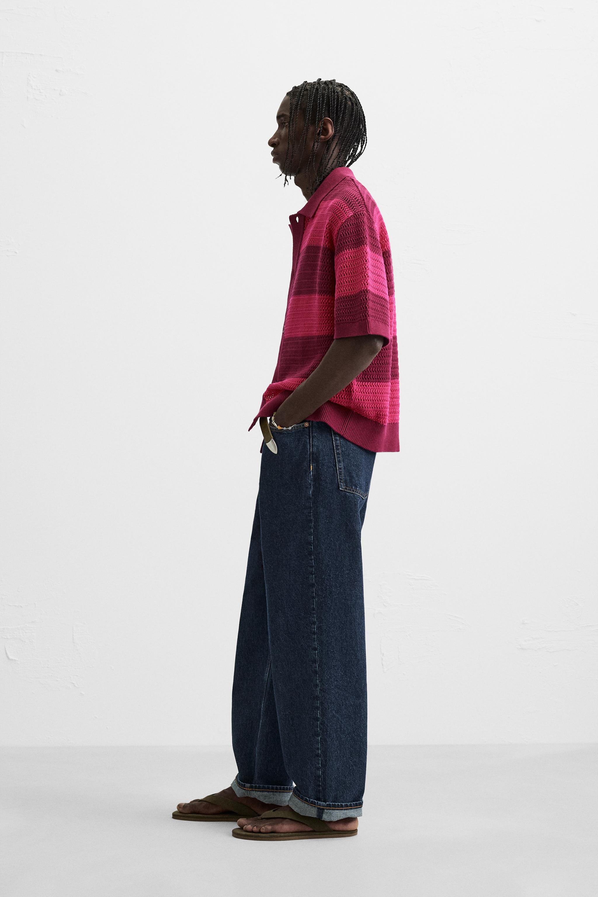 STRIPED OPEN KNIT SHIRT - Pinks | ZARA United States STRIPED OPEN KNIT SHIRT - Pinks | ZARA United States