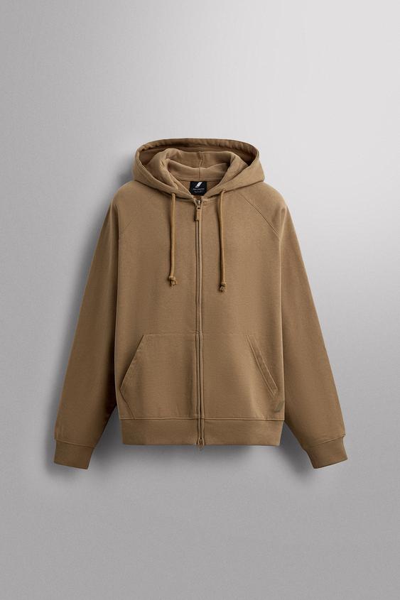 ZIP-UP HOODIE TRAINING SWEATSHIRT - taupe brown | ZARA United States