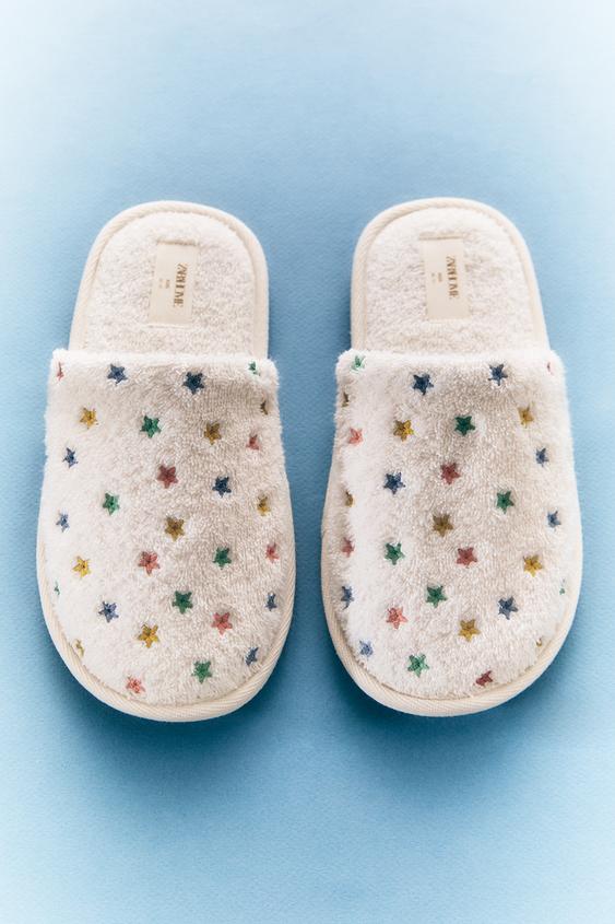 TERRYCLOTH STAR MULE SLIPPERS - White | ZARA Canada