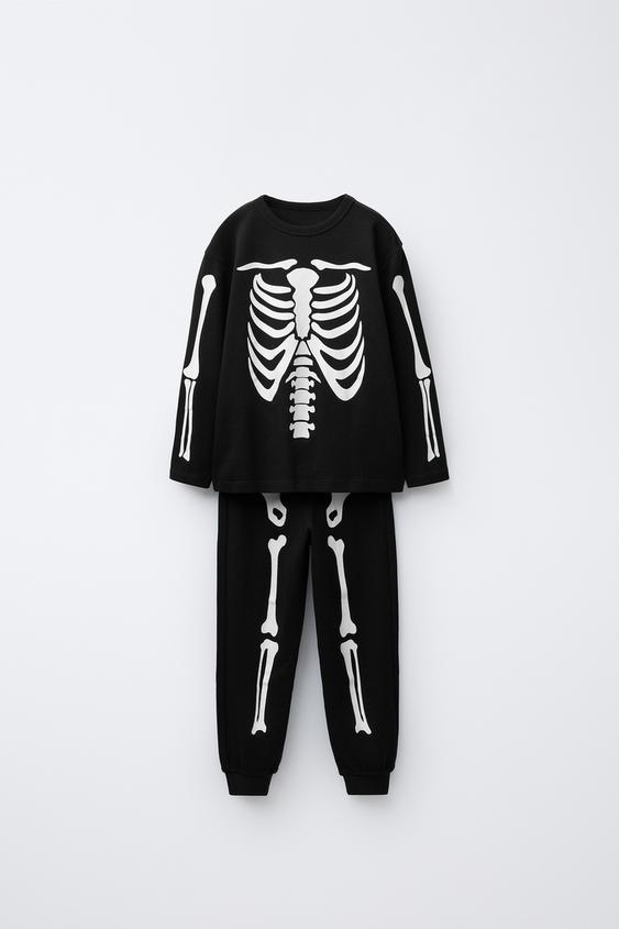 2-6 YEARS/ GLOW-IN-THE-DARK SKELETON PYJAMAS - Black | ZARA Thailand