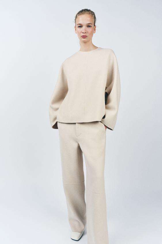 Zw Collection Wool Blend Top Ecru Zara Thailand