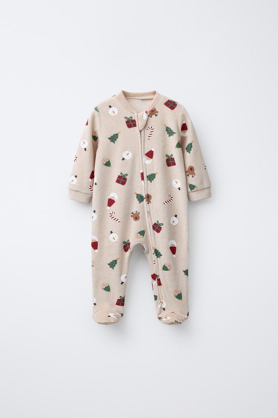 VELOUR SANTA CLAUS ALL-IN-ONE PYJAMAS - camel | ZARA United Kingdom