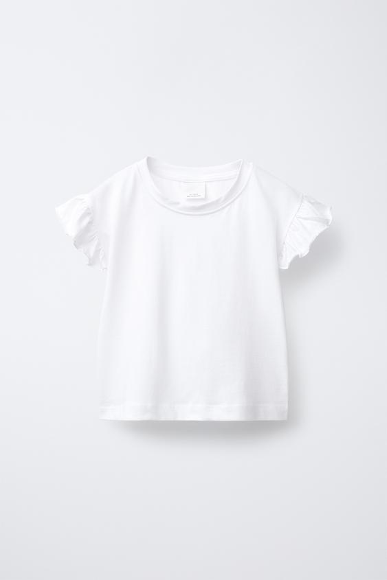 PLAIN RUFFLE T-SHIRT - White | ZARA Canada