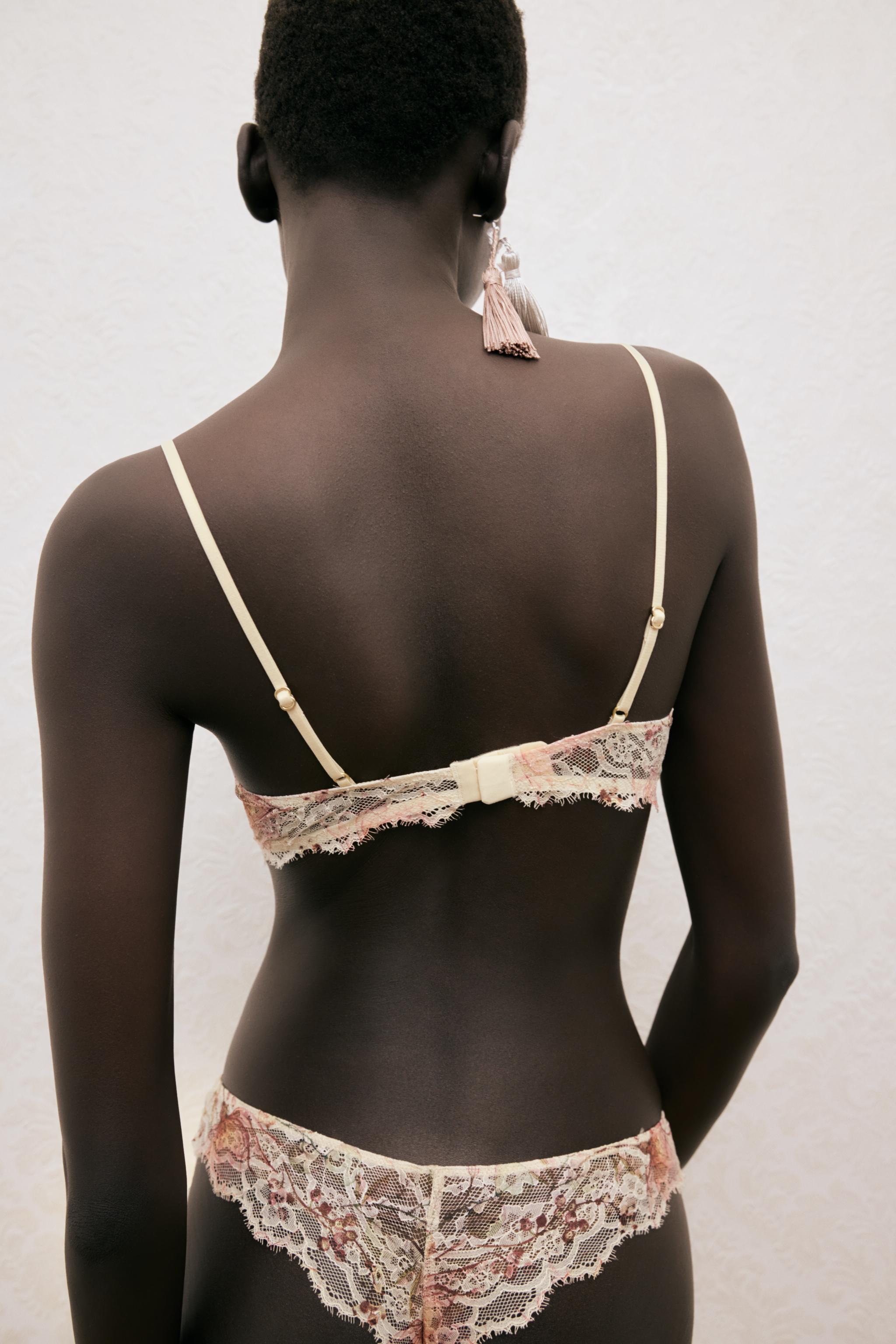 FLORAL LACE UNDERWIRED BRA Oyster white ZARA Turkey