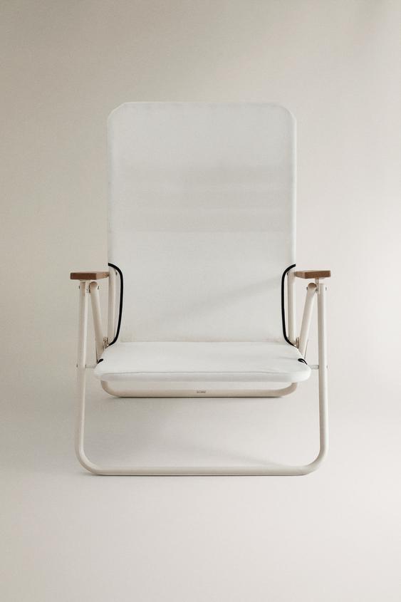 FOLDING BEACH CHAIR WITH WOODEN ARM RESTS - Ivory | ZARA Canada