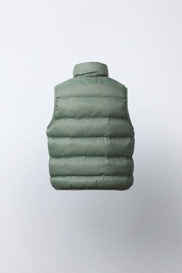 DOUDOUNE SANS MANCHES LÉGÈRE À CAPUCHE DÉPERLANTE - Kaki | ZARA France