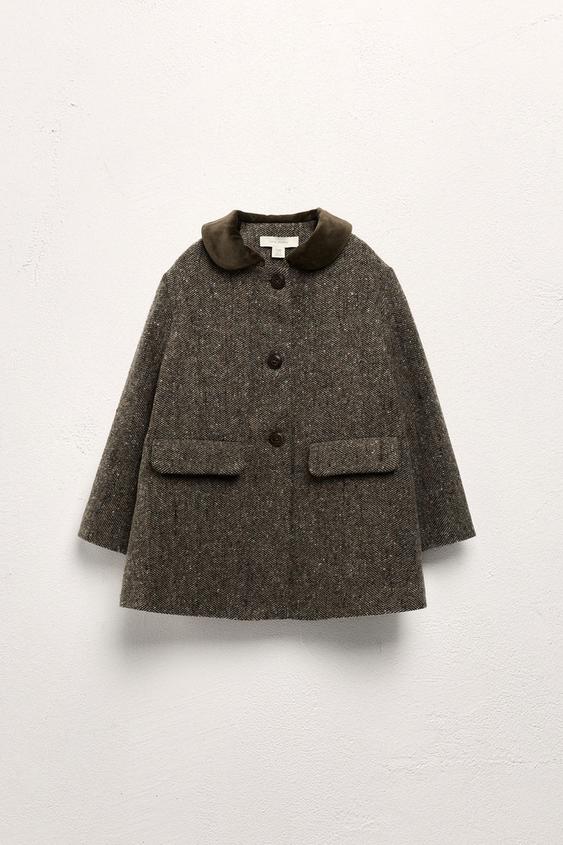2-5 YEARS / VELVET COLLAR WOOL BLEND COAT LIMITED EDITION - Mink | ZARA ...
