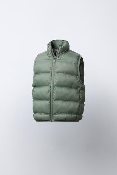 DOUDOUNE SANS MANCHES LÉGÈRE À CAPUCHE DÉPERLANTE - Kaki | ZARA France