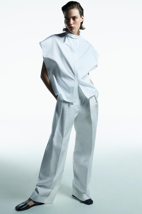 ΠΟΥΚΑΜΙΣΟ ΑΠΟ ΠΟΠΛΙΝΑ Zw Collection Λευκό Zara Greece Ελλαδα