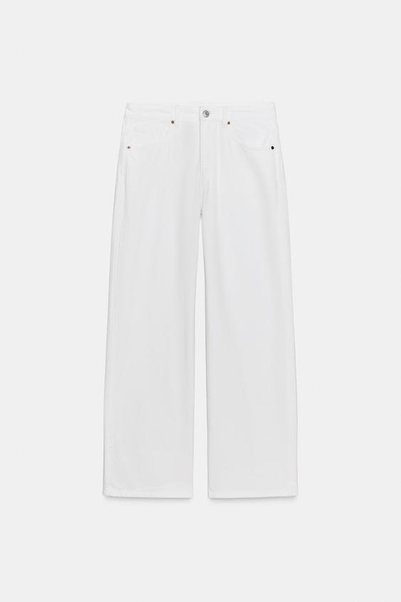 JEANS TRF RETOS DE CINTURA MÉDIA - Branco | ZARA Brasil