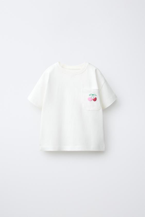 CAMISETA BOLSILLO BORDADO - Blanco | ZARA España