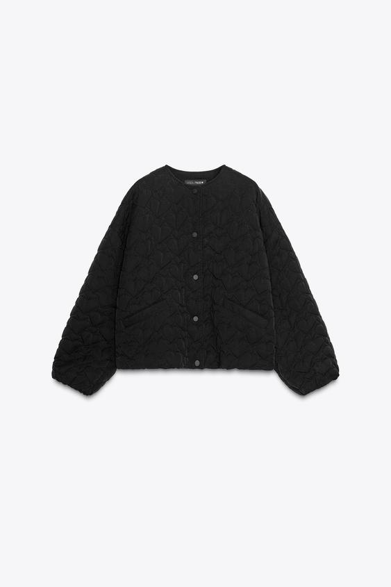 HEART QUILTED BOMBER JACKET - Black | ZARA United Kingdom