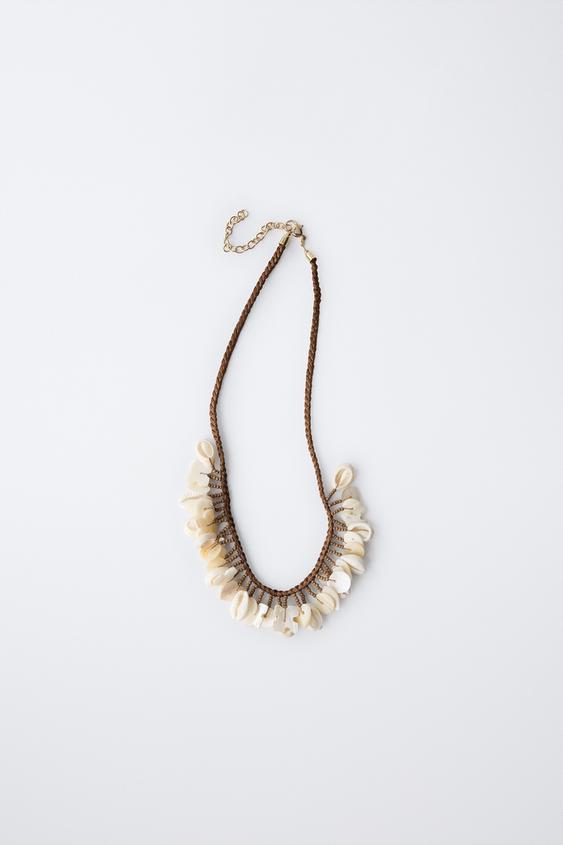BRAIDED SEASHELL NECKLACE - Brown | ZARA United Kingdom