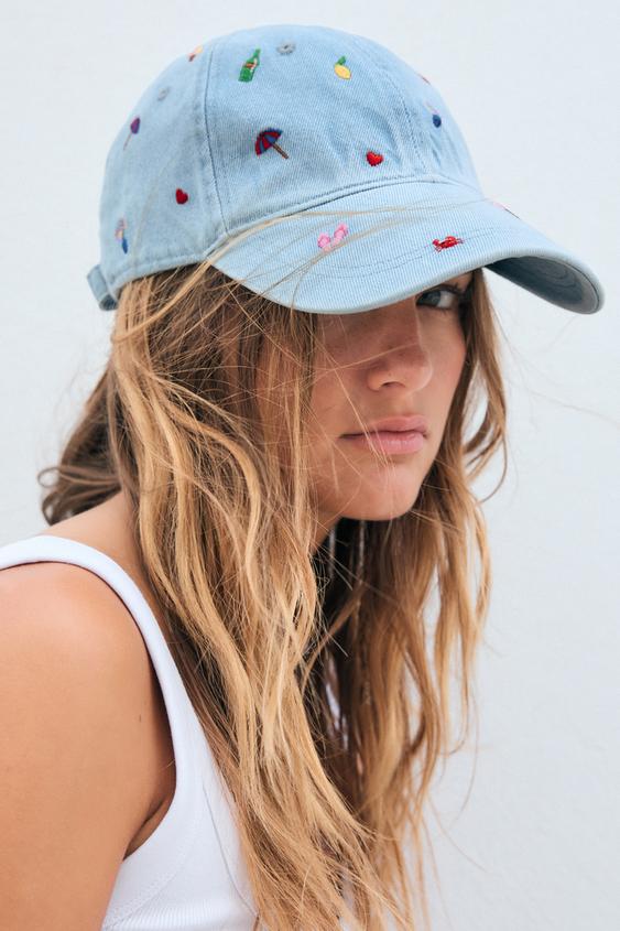 EMBROIDERED DENIM CAP - Blue | ZARA Australia