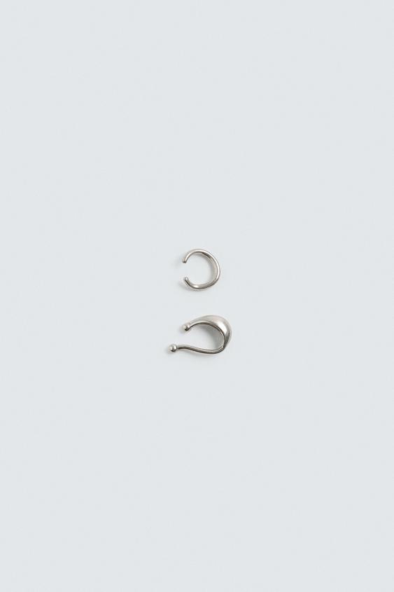 EAR CUFF EARRINGS 2-PACK - Silver | ZARA India