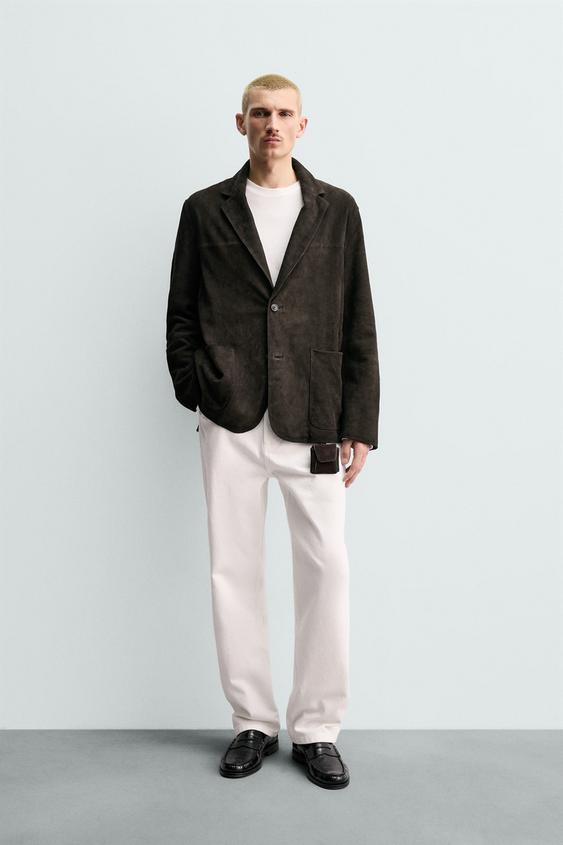 BLAZER AUS WILDLEDER - Taupegrau | ZARA Österreich / Austria