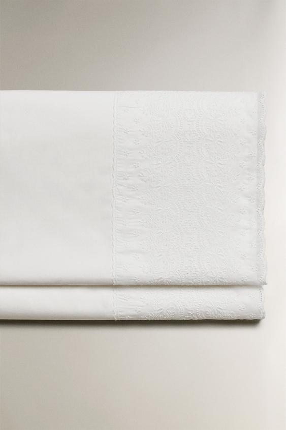 EMBROIDERED FLAT SHEET - White | ZARA United States