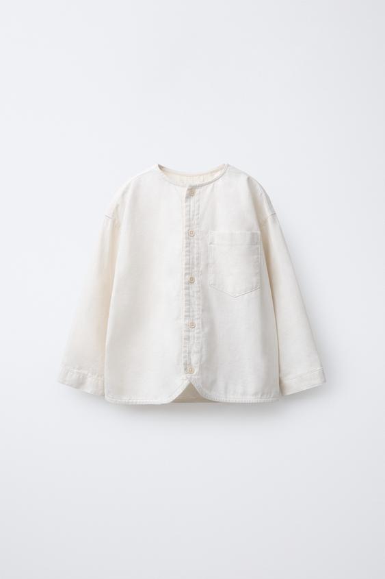 CĂMAȘĂ CU GULER MAO SOFT TOUCH - Ecru | ZARA România