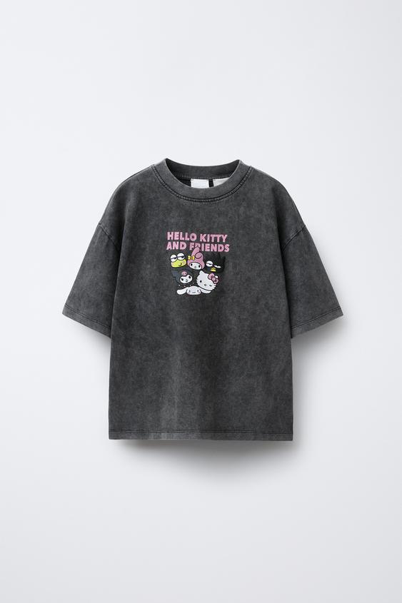 HELLO KITTY AND FRIENDS © SANRIO 褪色圖案 T 恤 - 斑紋灰色 | ZARA Taiwan, China / 中國台灣