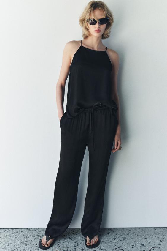Zw Collection Satin Halter Top Black Zara Georgia