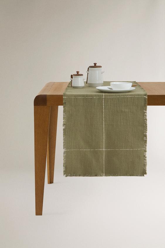 CONTRAST STRIPE COTTON TABLE RUNNER - Verde | ZARA Estados Unidos de ...