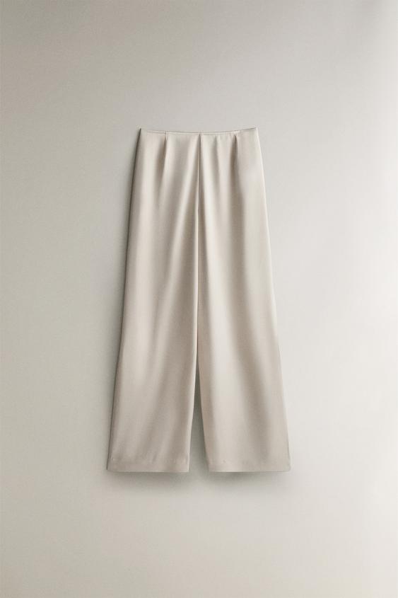 SATENSKE PANTALONE - biserno siva | ZARA Srbija / Serbia