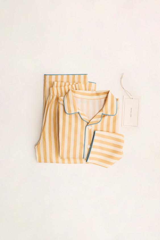 ZARA TIMELESS - STRIPED PYJAMAS - Yellow | ZARA Turkey