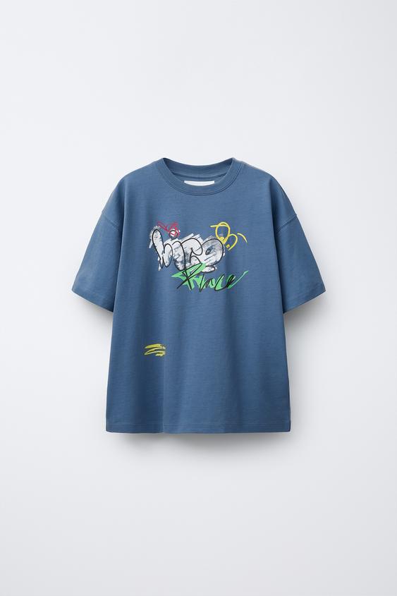 GRAFFITI T-SHIRT - Blue | ZARA New Zealand