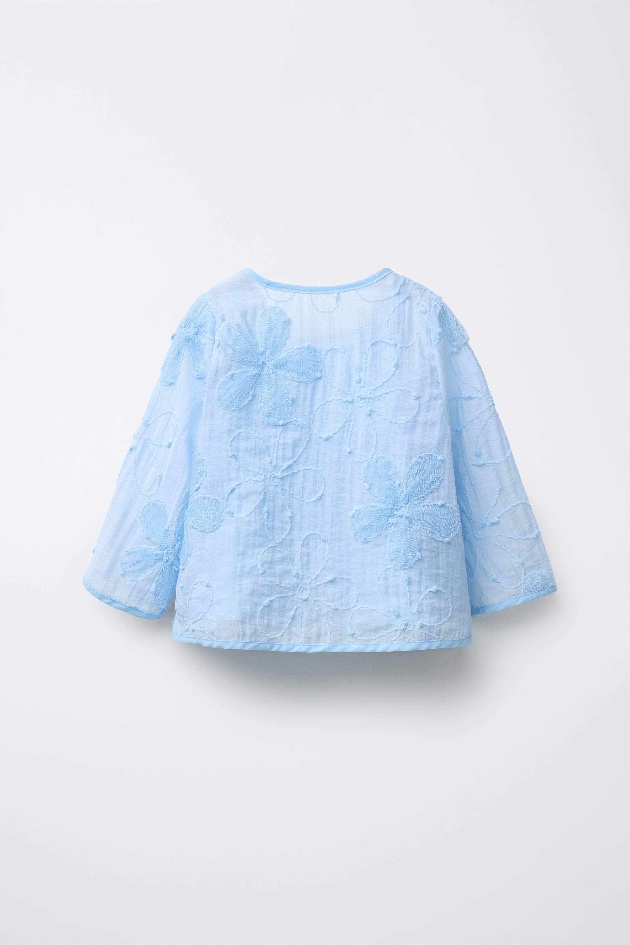 CROSSOVER ORGANZA FLORAL SHIRT - Sky blue | ZARA United States CROSSOVER ORGANZA FLORAL SHIRT - Sky blue | ZARA United States