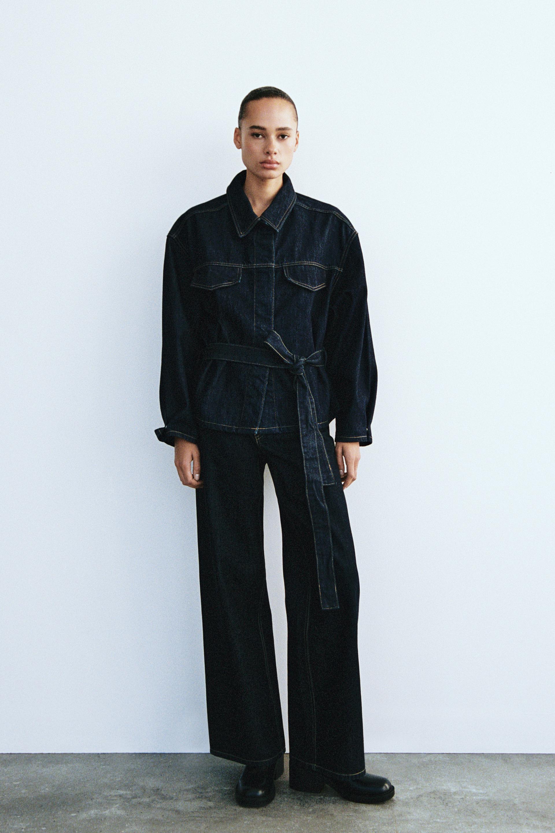 BELTED TRF DENIM JACKET - Dark indigo | ZARA United States