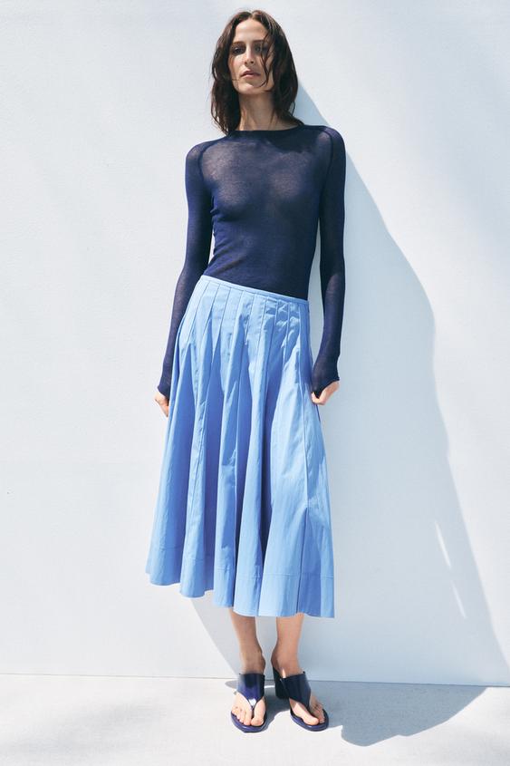 ΜΙΝΤΙ ΦΟΥΣΤΑ ΕΒΑΖΕ Zw Collection Ξεθωριασμένο γαλάζιο Zara Greece