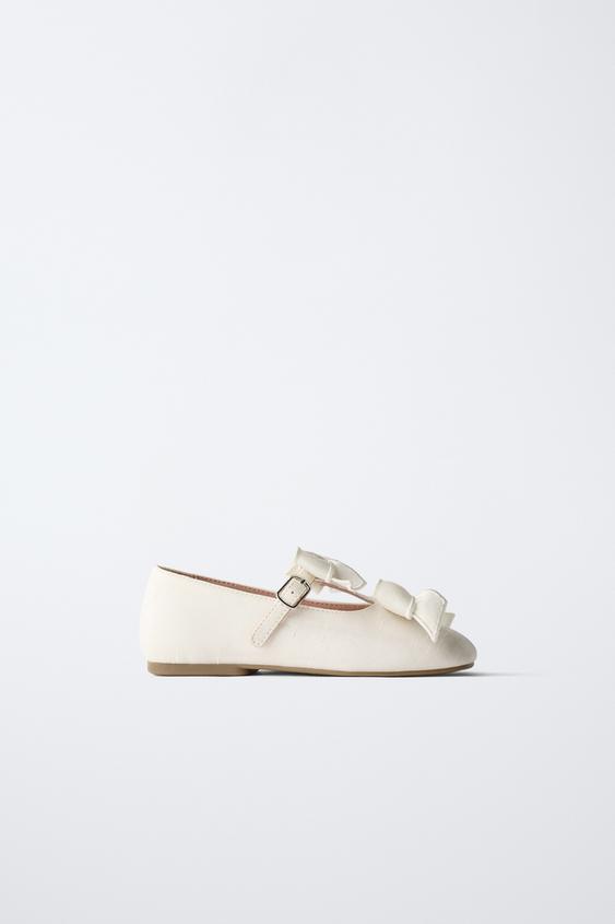 BALLET FLATS WITH BOWS - White | ZARA United States