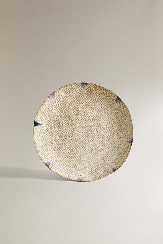TEXTURED STONEWARE DINNER PLATE - Ecru / Blue | ZARA United States