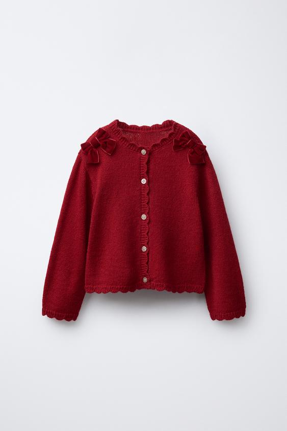 CHAQUETA PUNTO LAZOS VELVET - Rojo | ZARA España