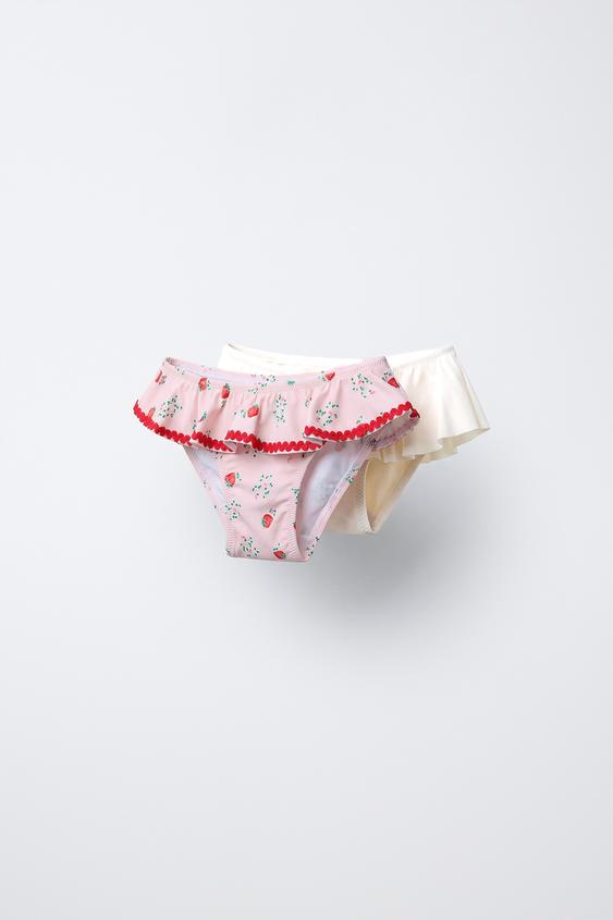 1-6 YEARS/ TWO PACK RUFFLE AND STRAWBERRY SWIM BRIEFS - Pink | ZARA ...