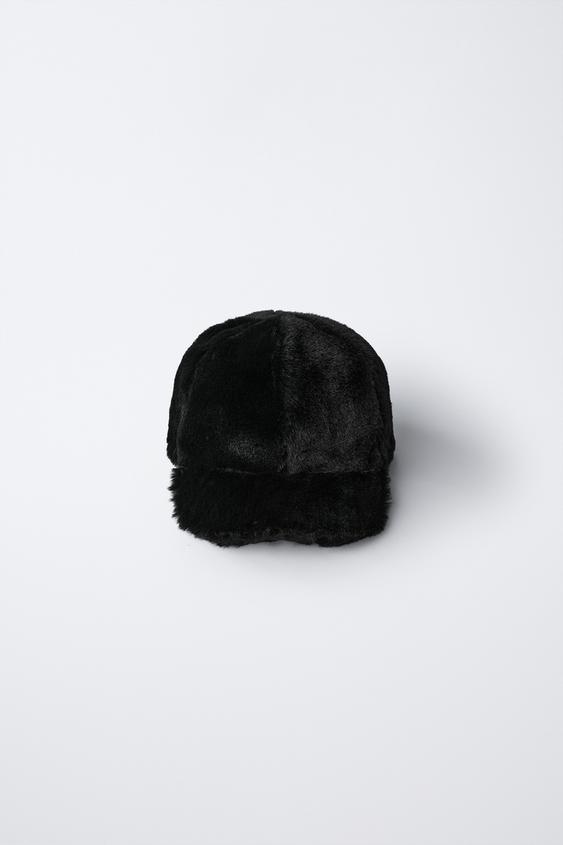 FAUX FUR CAP - Black | ZARA New Zealand
