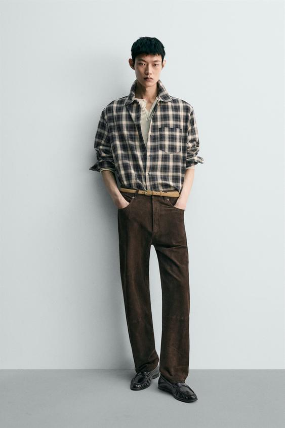 リラックスフィットチェックシャツ - ブラック/エクリュ | ZARA Japan / 日本