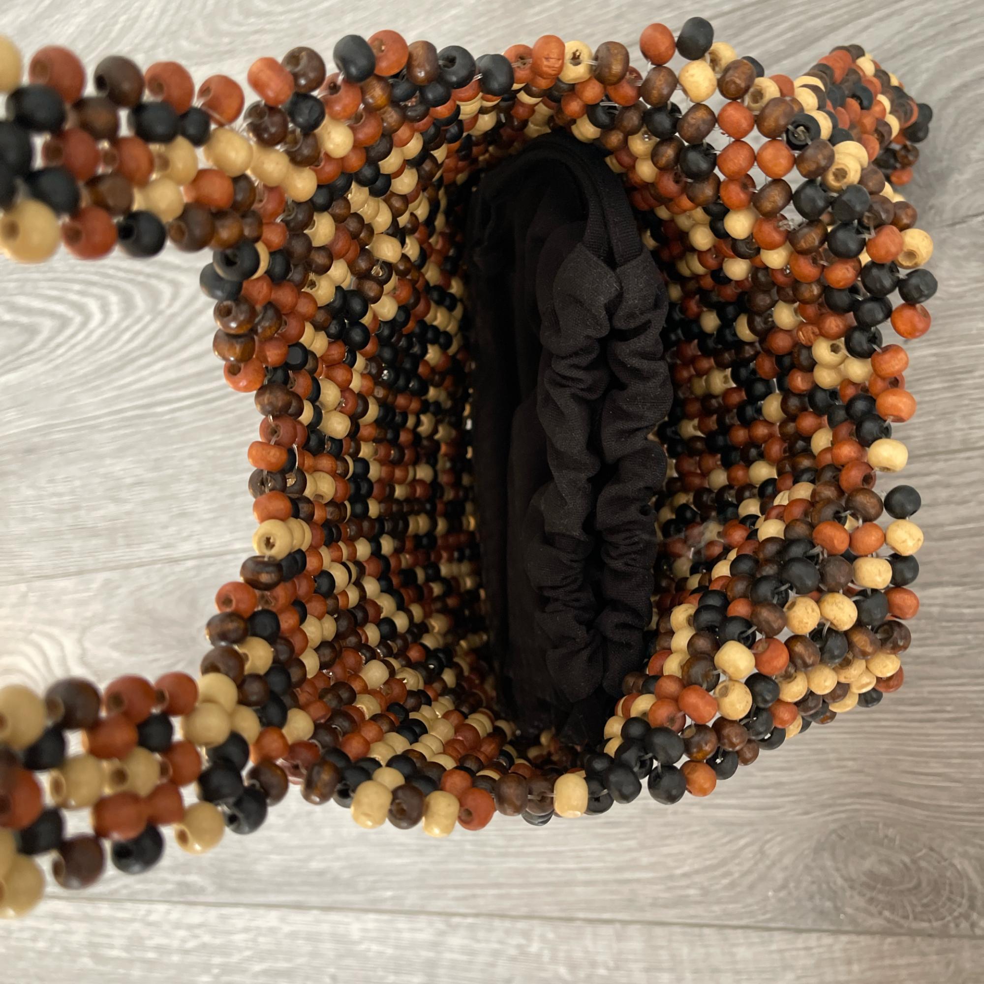BEADED WOODEN MINI BUCKET BAG | Zara Preowned
