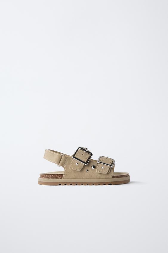 LEATHER STUDDED SANDALS - Sand Brown | ZARA Saudi Arabia