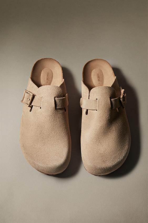 LEATHER CLOGS WITH BUCKLES - Light beige | ZARA United Kingdom