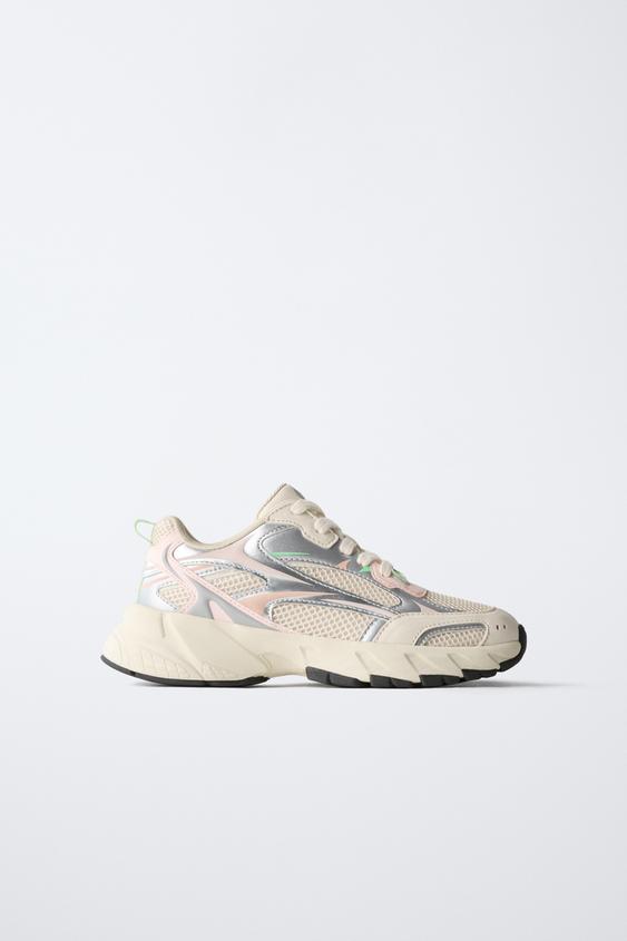 MESH TRAINERS - Ecru White | ZARA Hungary / Magyarország
