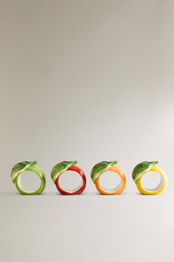 PACK OF FRUIT PORCELAIN NAPKIN RINGS (PACK OF 4) - Yellow | ZARA United ...
