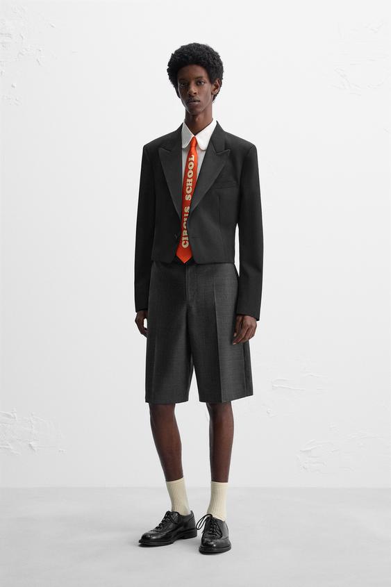 Blazer Smoking Cropped X Harry Lambert Noir Zara Belgique Belgium