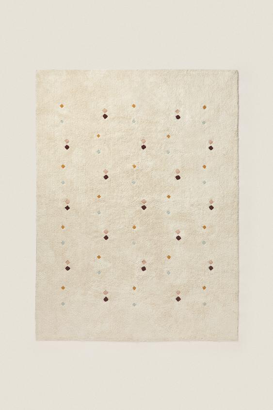 CHILDREN’S MULTICOLORED EMBROIDERED DIAMOND RUG - Oyster-white | ZARA ...