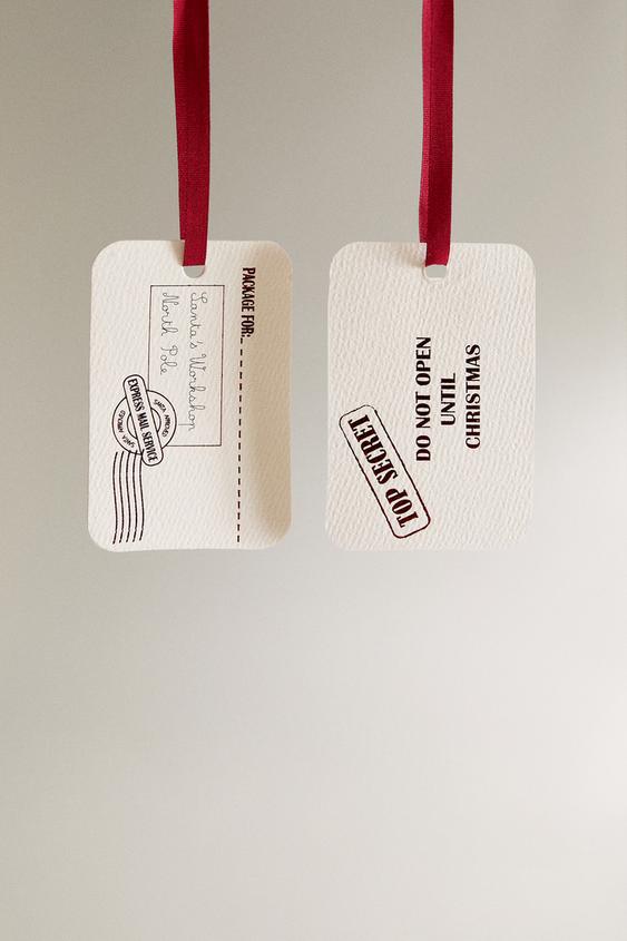 SET ETICHETTE REGALI CARTOLINE NATALE (SET 12) - Rosso | ZARA Italia ...