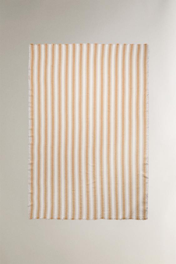 STRIPED LINEN THROW - Mustard | ZARA United Kingdom