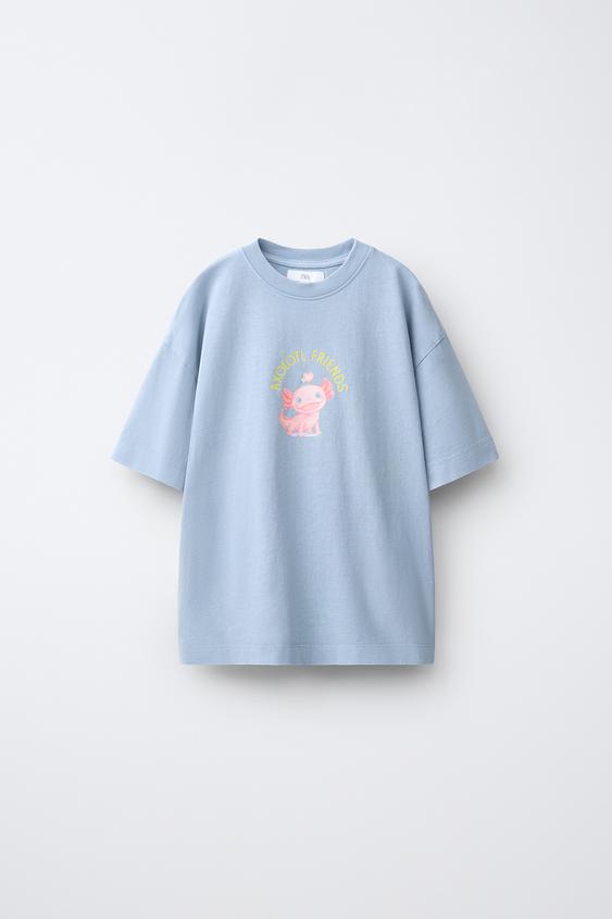 CAMISETA ESTAMPADO AXOLOTL - Azul | ZARA Mexico