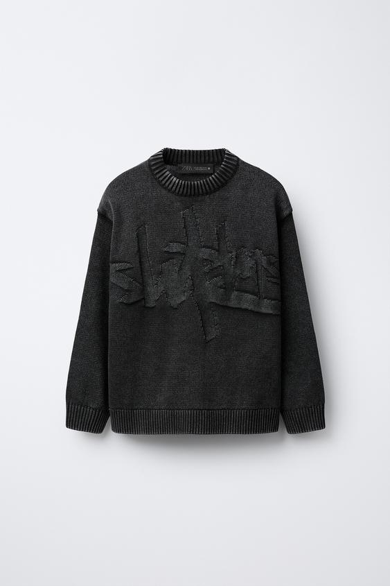 ACID WASH KNIT SWEATER - Black | ZARA United Kingdom